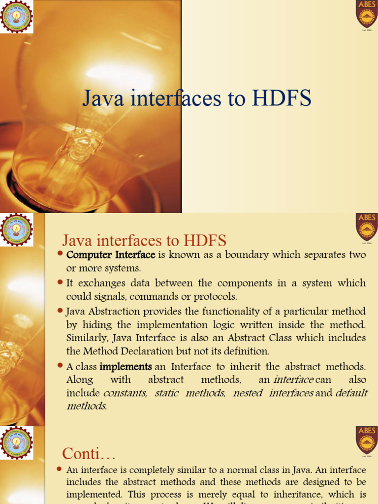 Unit 3 Topic 4 Java Interfaces To HDFS | PDF | Class (Computer Programming) | Method (Computer ...