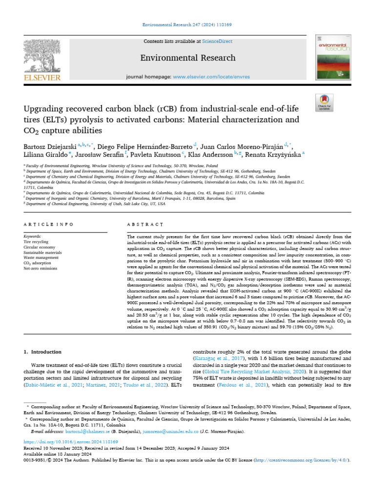 Upgrading recovered carbon black (rCB) from industrial-scale end-of ...