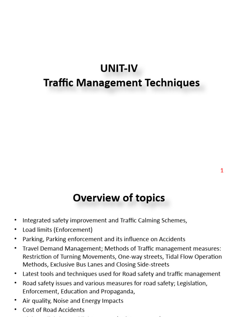 UNIT 4 Traffic Management Techniques | PDF | Traffic | Air Pollution