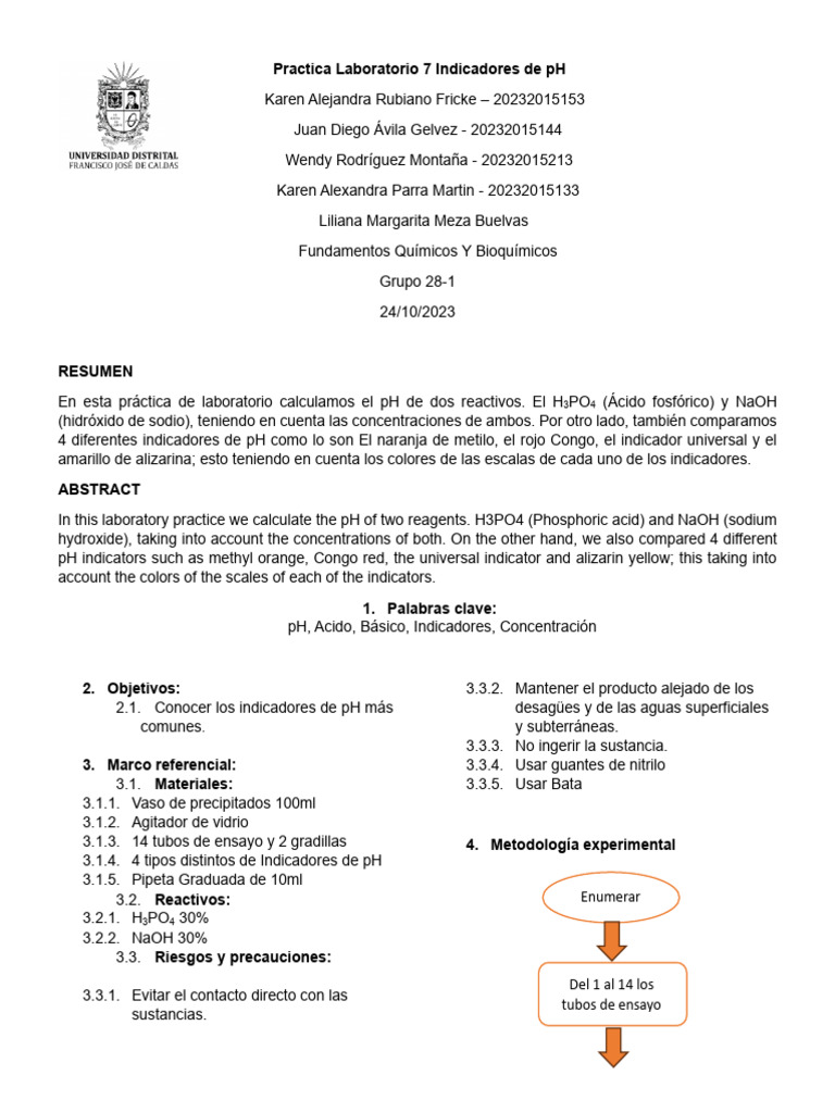 Informe Laboratorio 7 | PDF | Ph | Hidróxido de sodio