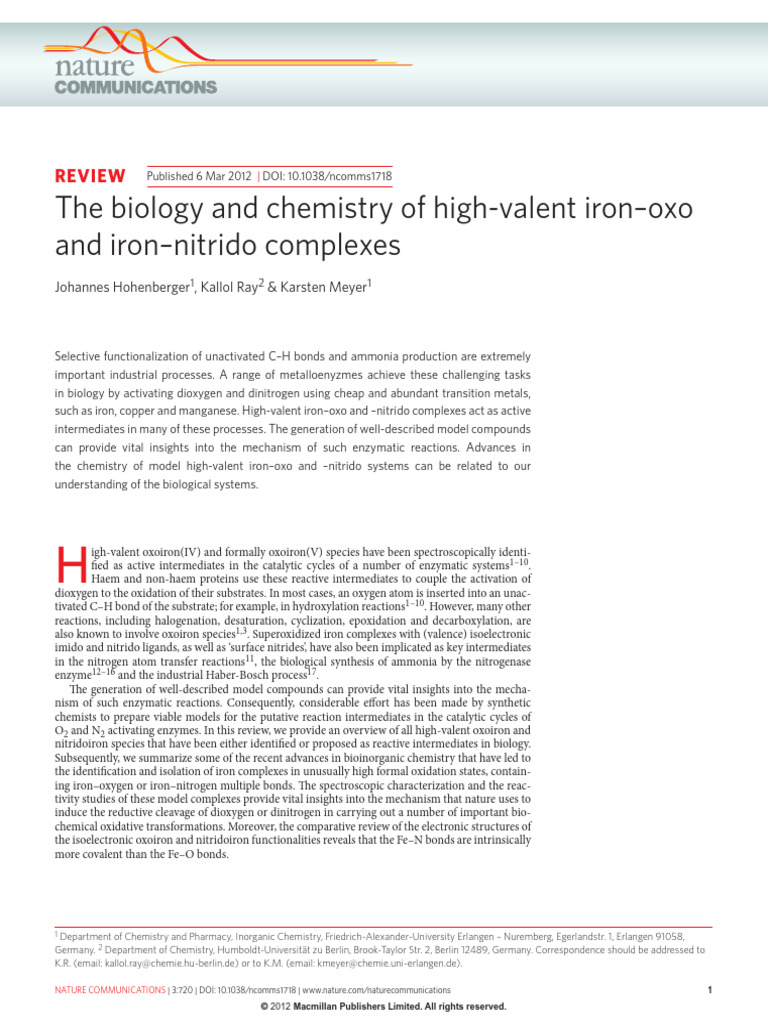 The Biology and Chemistry of High-Valent Iron-Oxo and Iron-Nitrido ...