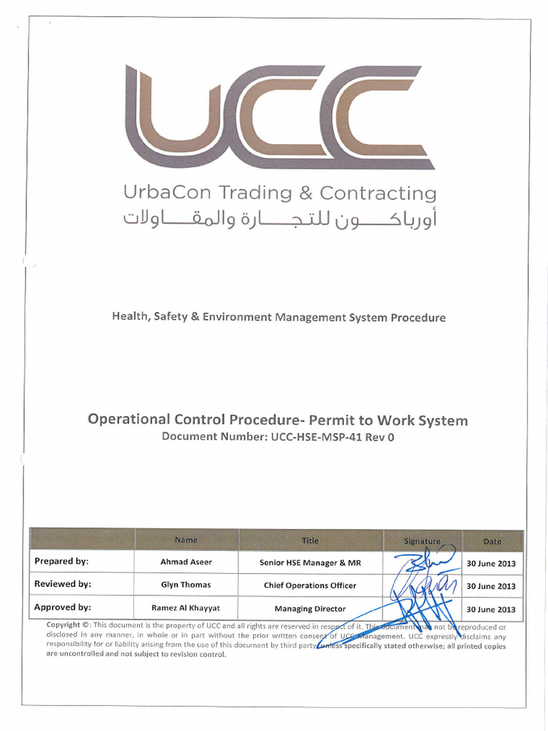 Permit To Work System | PDF