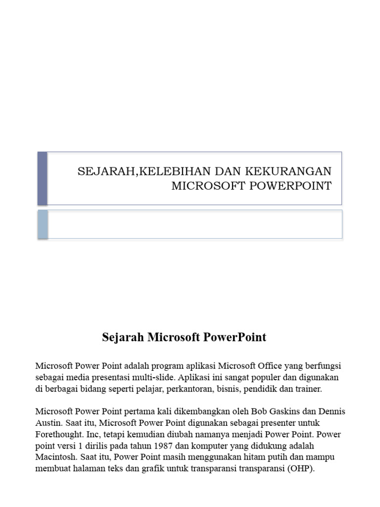 Sejarah, Kelebihan Dan Kekurangan Microsoft Powerpoint Tiara Lilly Xi | PDF Sejarah, Kelebihan Dan Kekurangan Microsoft Powerpoint Tiara Lilly Xi | PDF