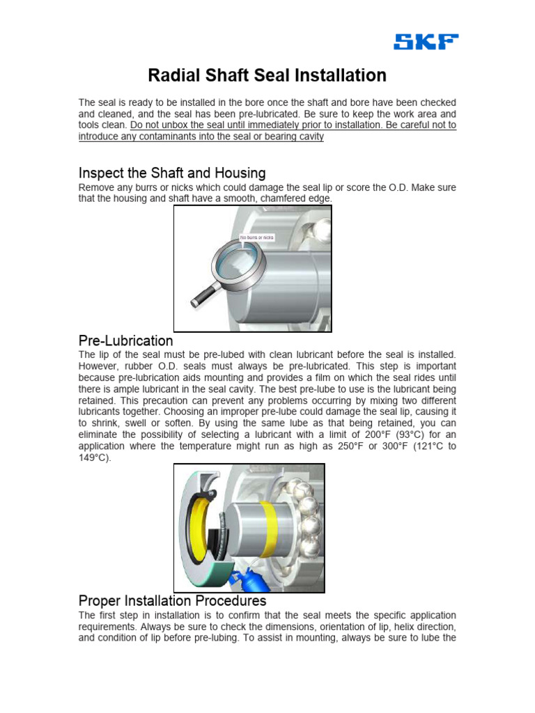 Seal Installation Checklist | PDF | Bearing (Mechanical) | Lubricant