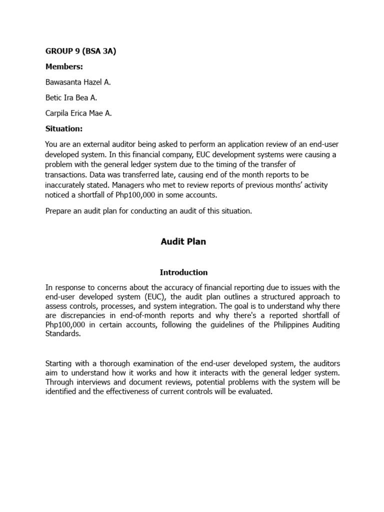 Group-work-Audit Plan | PDF | Audit | Risk