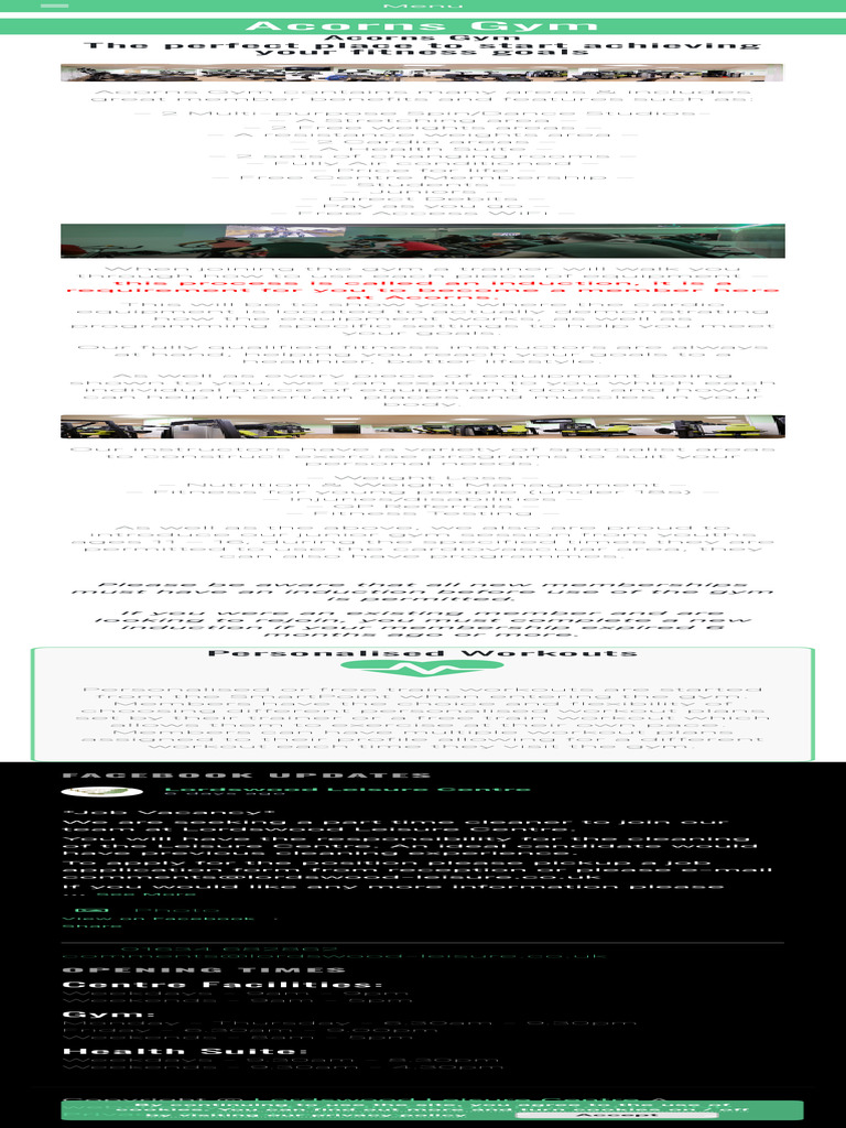 Acorns Gym Lordswood Leisure Centre | Download Free PDF | Physical ...