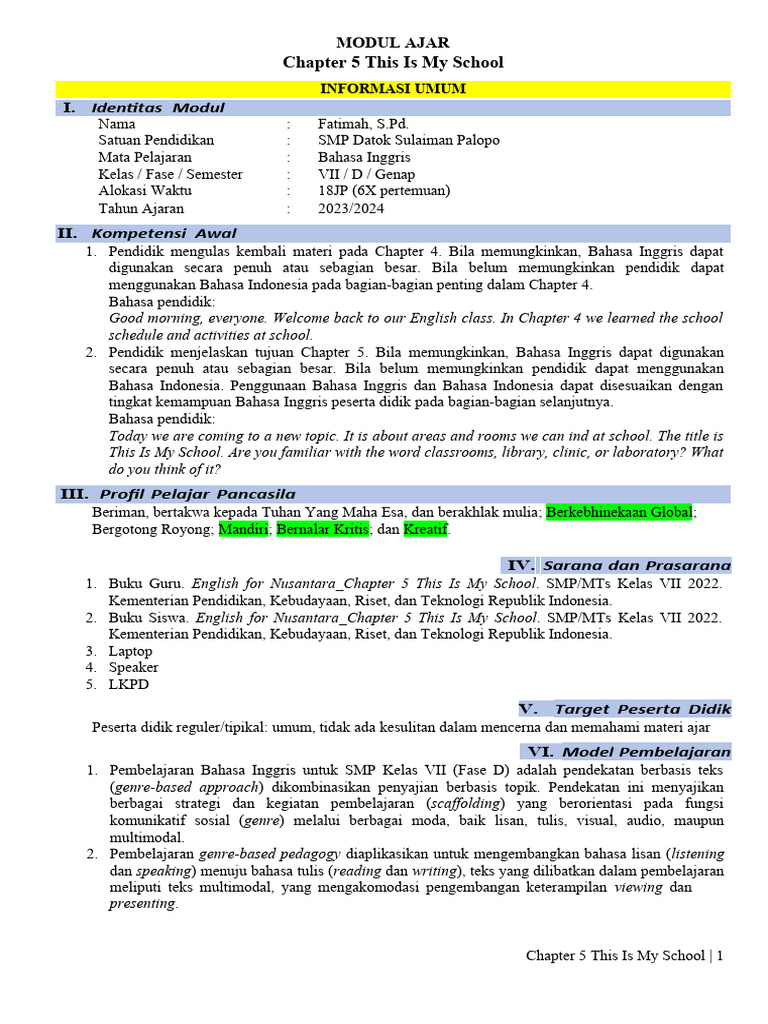 Modul Ajar Chapter 5 | PDF
