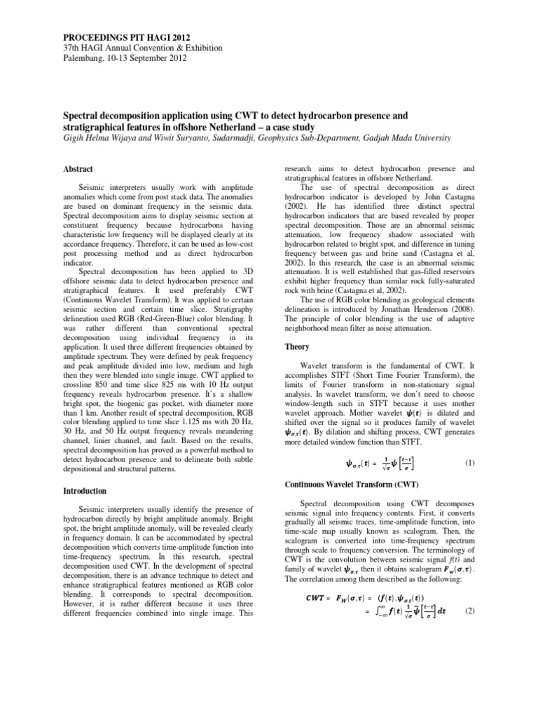 PITHAGI2012-051.Spectral Decomposition Application Using CWT To Detect Hydrocarbon Presence and ...