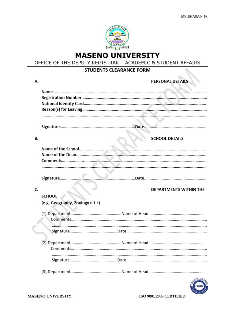 Clearance Form | PDF