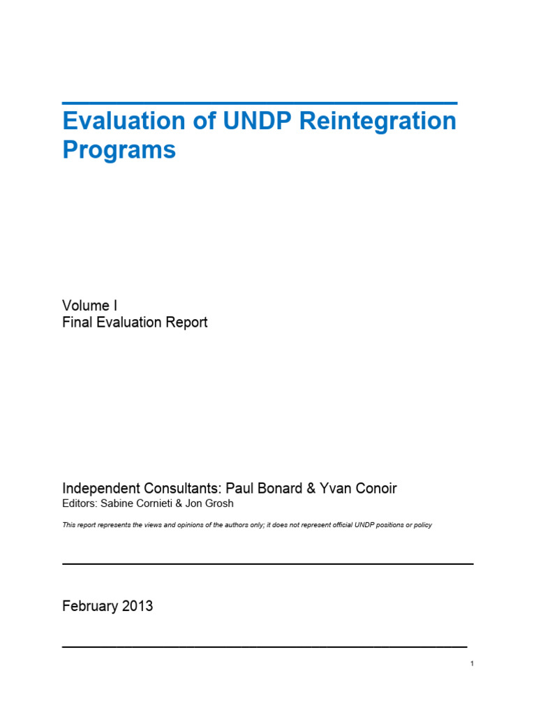 Evaluation of UNDP Reintegration Programmes | Download Free PDF ...