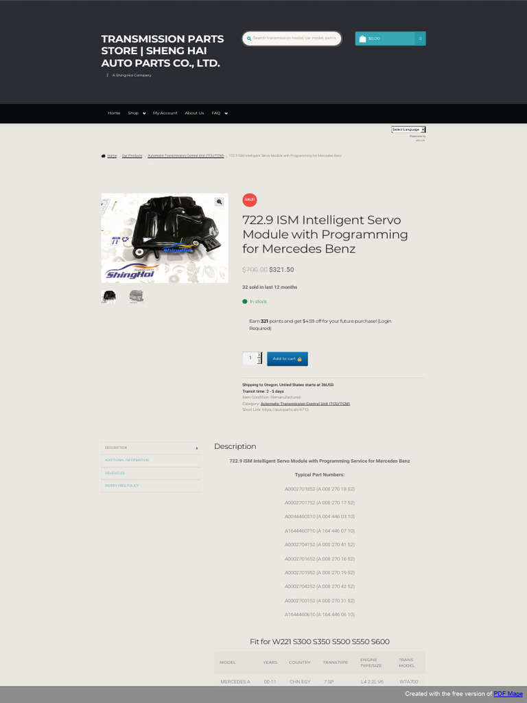 722.9 Ism Intelligent Servo Module With Programming For Mercedes Benz ...
