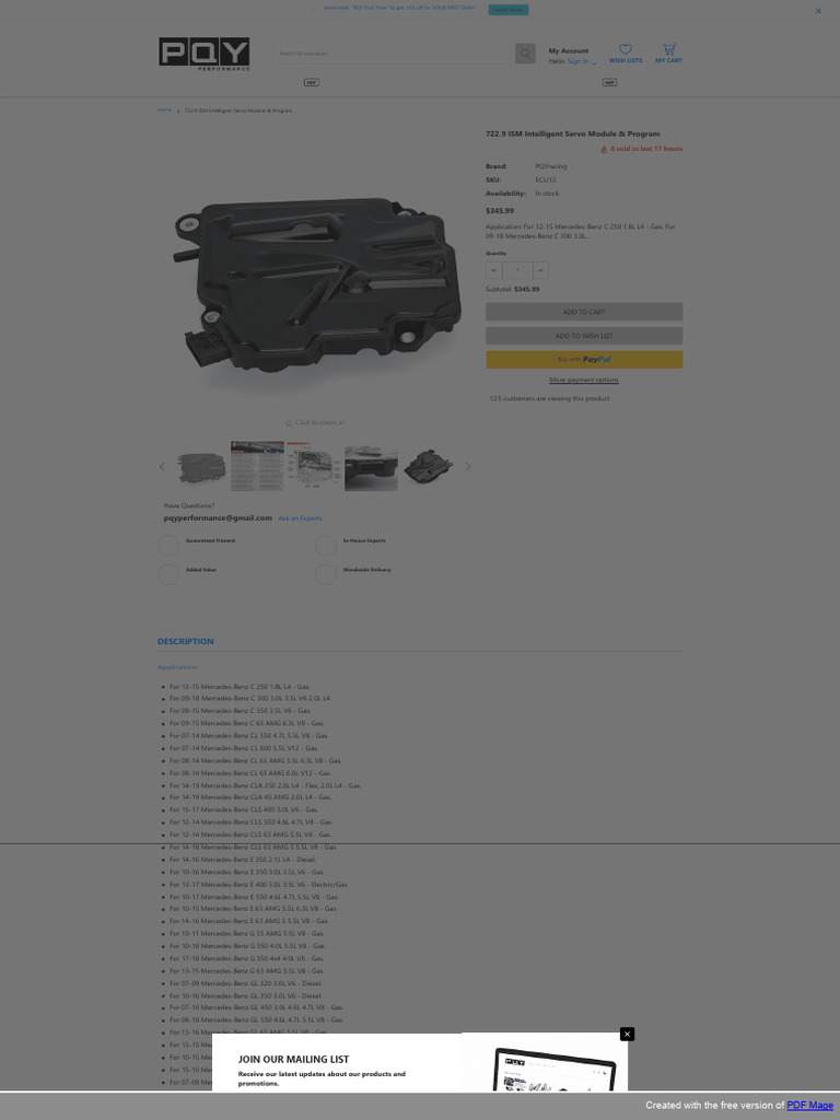 722.9 Ism Intelligent Servo Module - Program Fit For 07-20 A0002701752 ...