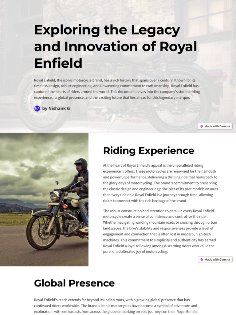 Royal Enfield: Legacy & Innovation | PDF | Brand | Motorcycle