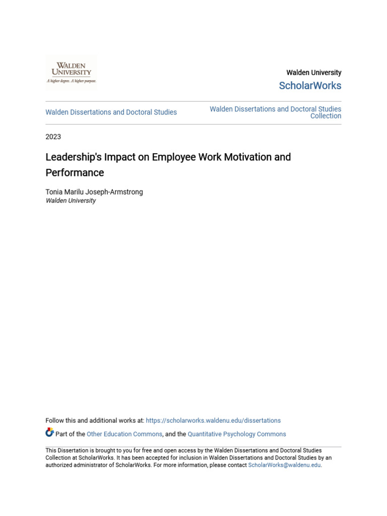 Leaderships Impact On Employee Work Motivation and Performance | PDF ...
