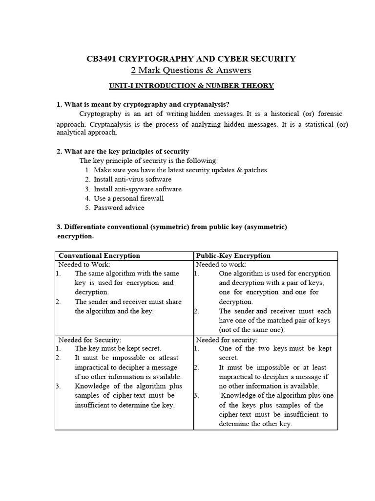 CB3491-CCS 2marks | PDF | Cryptography | Encryption