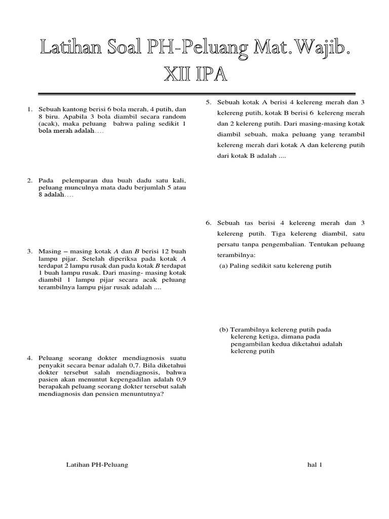 Latihan Soal PH Peluang | PDF