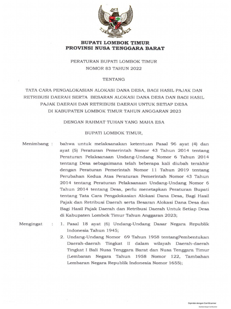 Perbup. No. 83 Tahun 2022 | PDF