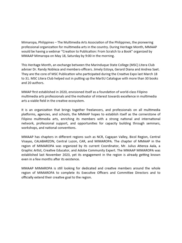 Mmaap Mimaropa Article 2 | PDF | Social Science