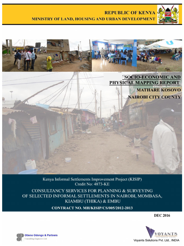 Socioecon - MATHARE KOSOVO - Print | PDF | Toilet | Infrastructure