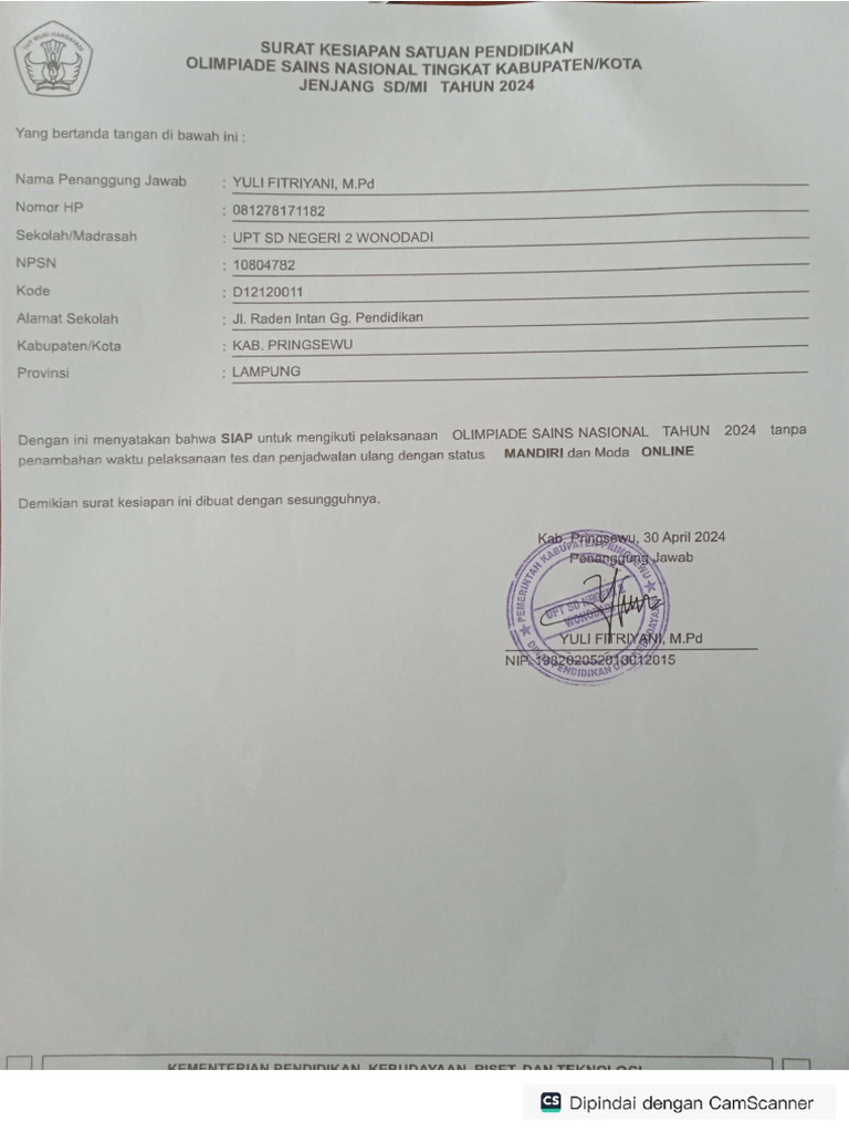 Surat Kesiapan SP | PDF