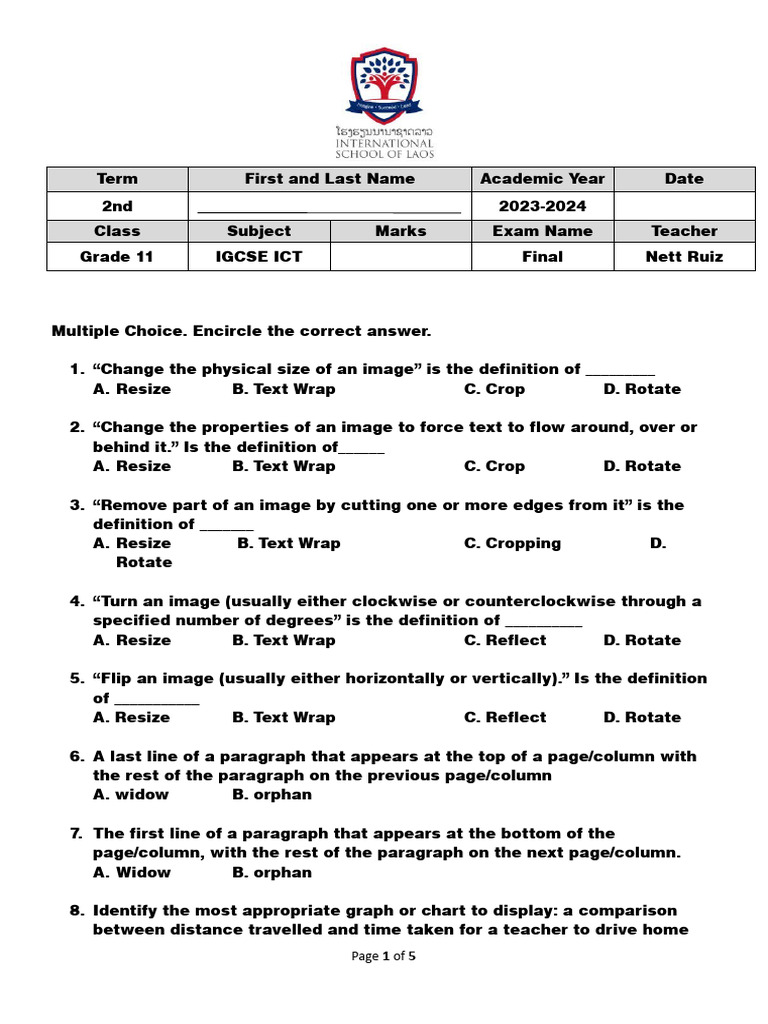 Grade11 Igcse Ict Pdf Spreadsheet Microsoft Access