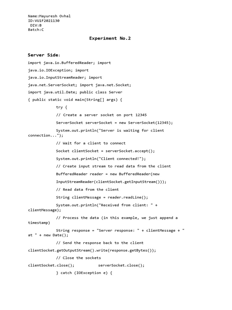 DC Experiment No 2 | Download Free PDF | Network Socket | Internet Protocols