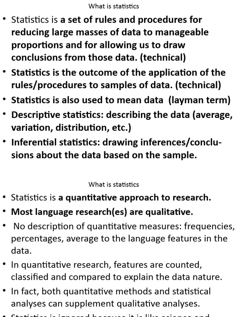 Lecture 1 What Is Statistics | PDF | Statistics | Probability Distribution