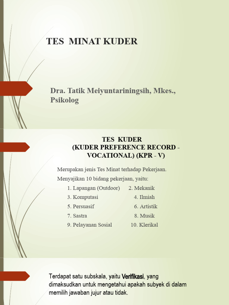 Tes Minat Kuder | PDF | Karier & Perkembangan
