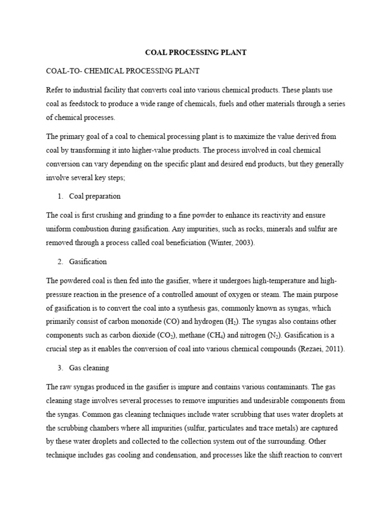 Coal-To-Chemical Processing Plant | PDF | Gasification | Coal