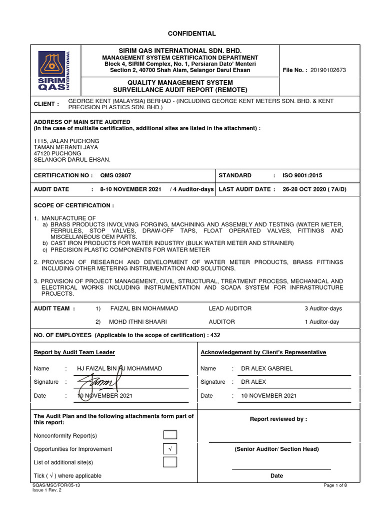 Quality Sirim | PDF | Audit | Iso 9000