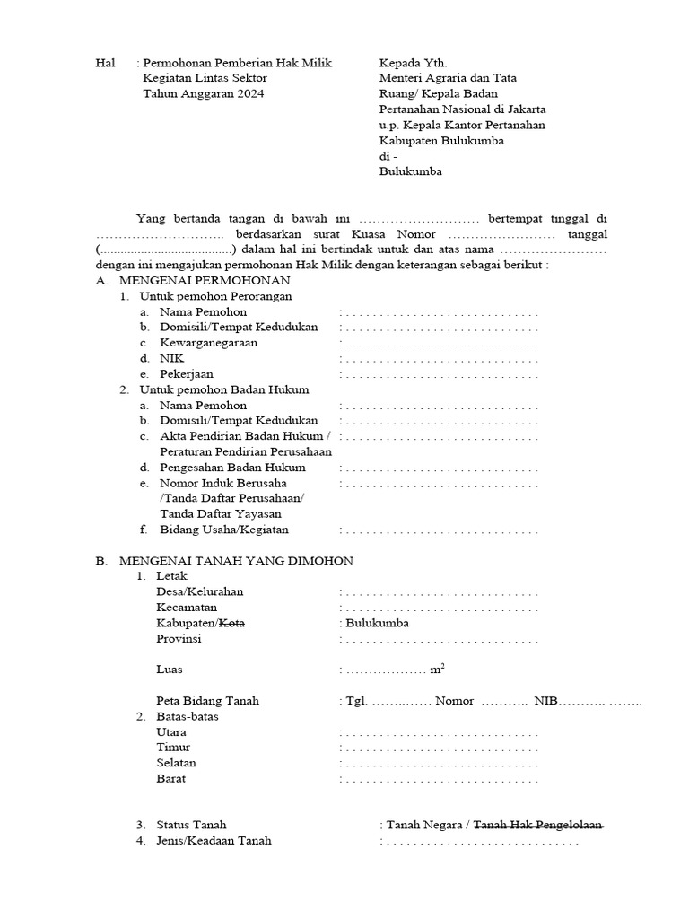 Formulir Lintor 2024 | PDF | Griya & Taman