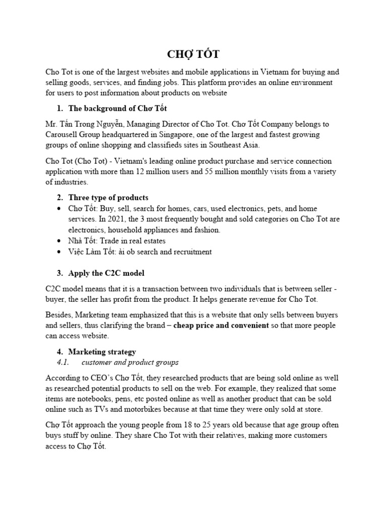 Research Cho Tot | PDF | Product (Business) | Business Process
