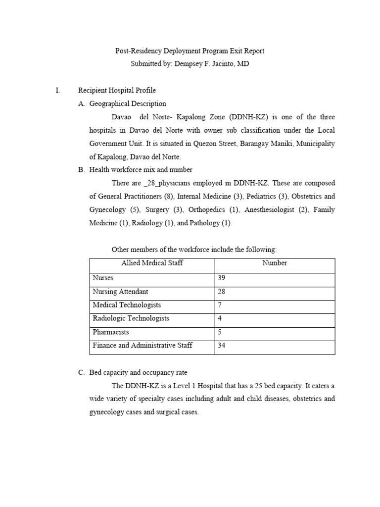 Exit Report | PDF | Medicine | Hospital