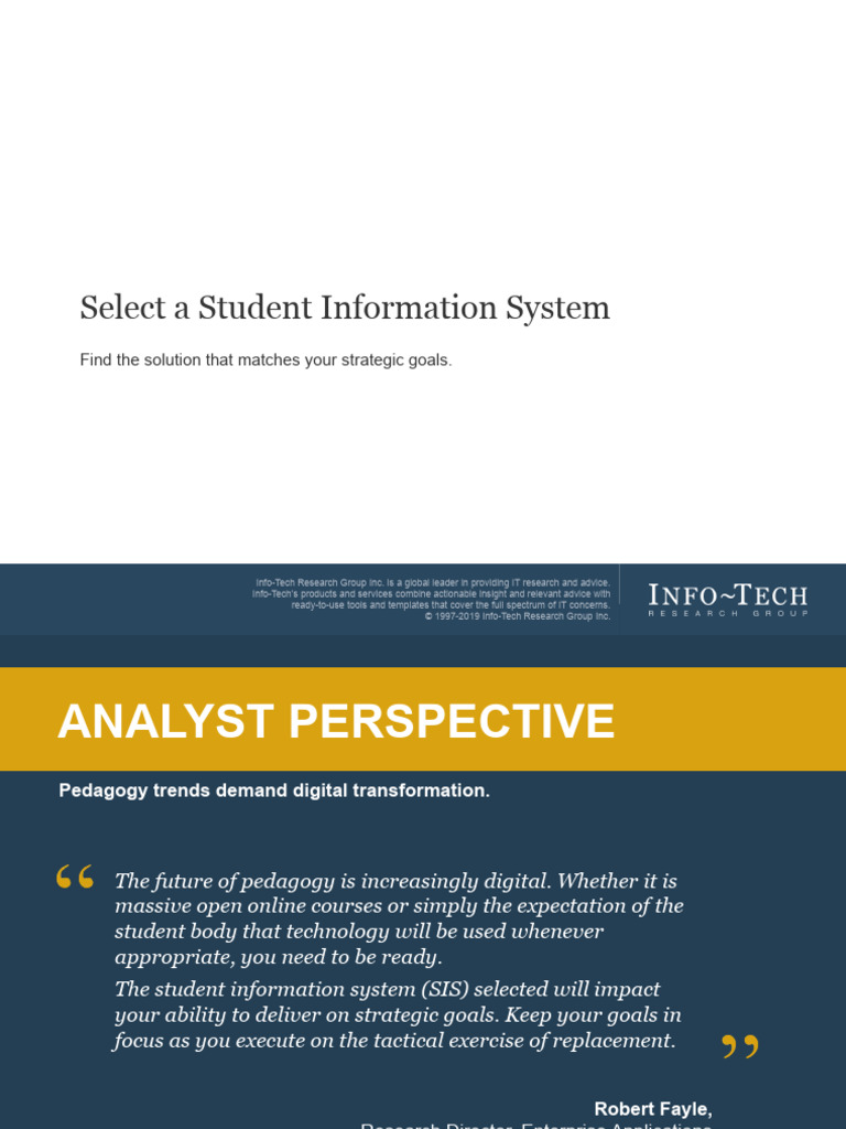 Guide to Selecting a Student Information System | PDF | Performance Indicator | Request For Proposal