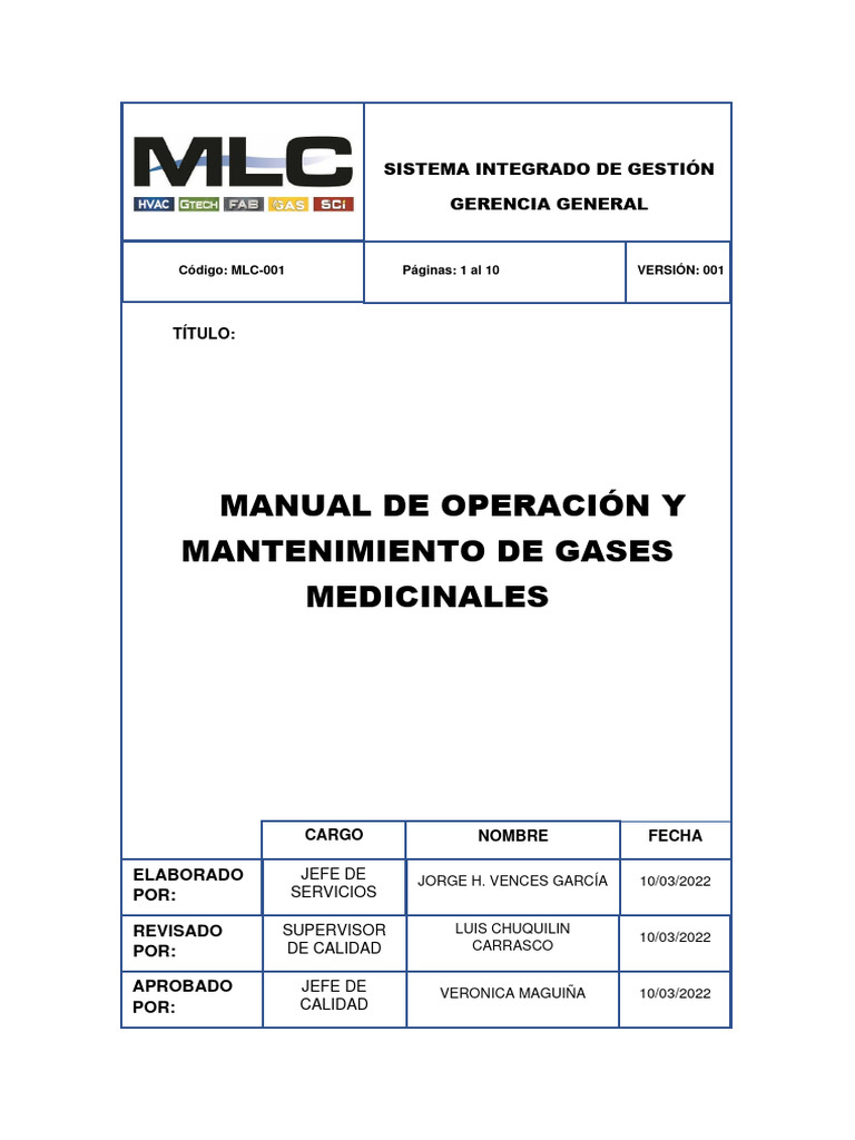 Manual de Operaciones y Mantenimiento Gases Medicinales | PDF | Filtración | Transformador