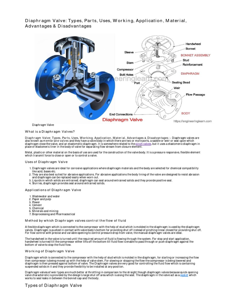 Diaphragm Valve: Types, Uses, and Benefits | PDF | Valve | Mechanical ...
