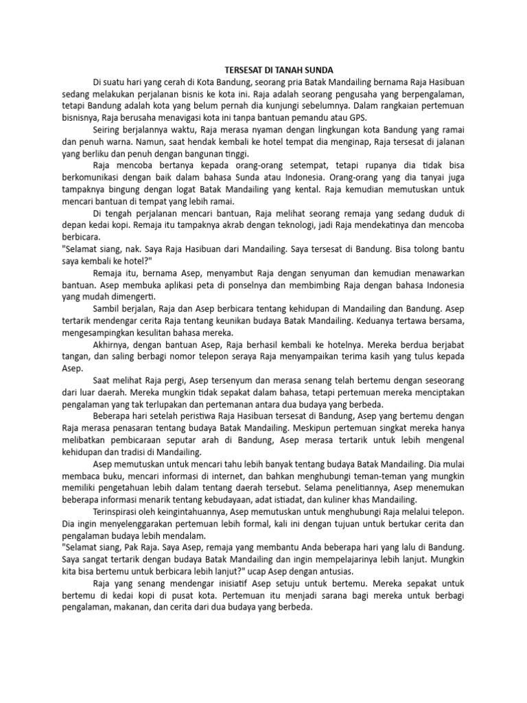 Cerpen Tersesat Di Tanah Sunda | PDF