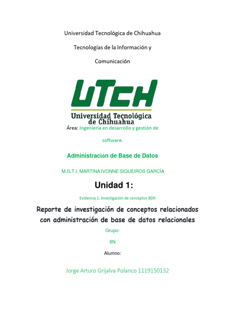Evidencia 1. Investigación de Conceptos BDR | PDF | Bases de datos | SQL