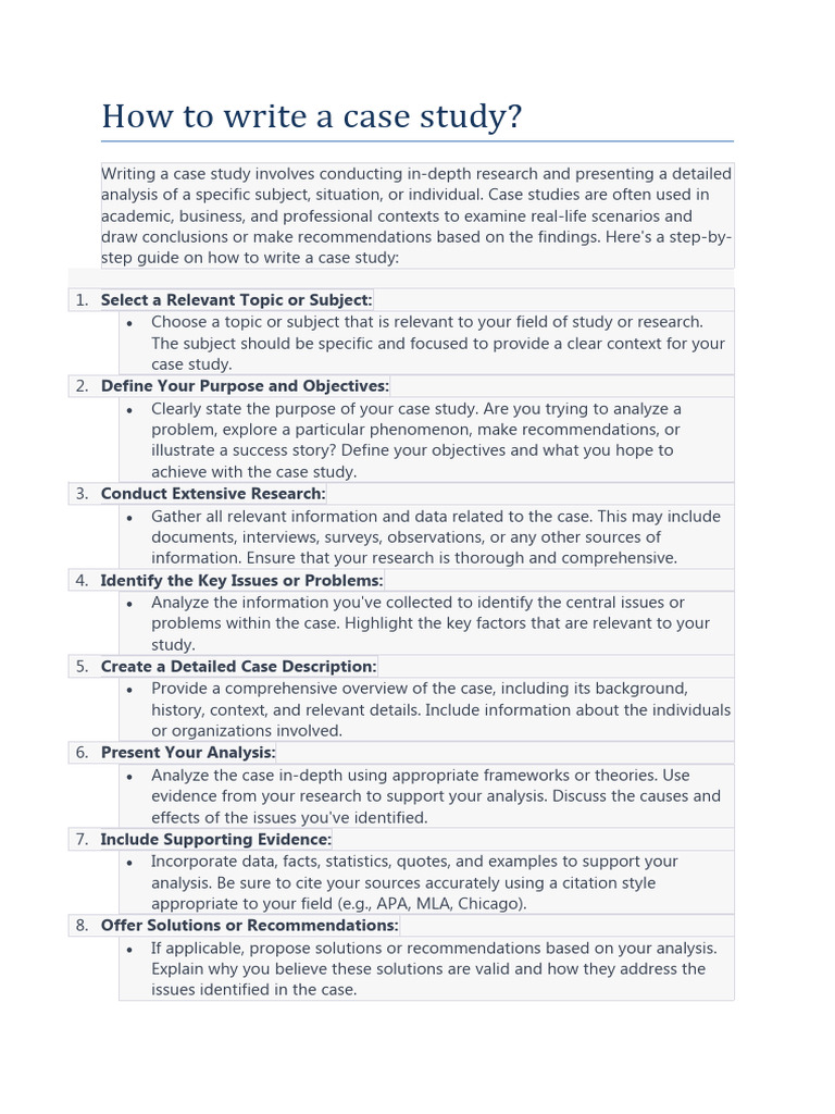 How to Write an Effective Case Study | PDF | Citation | Information
