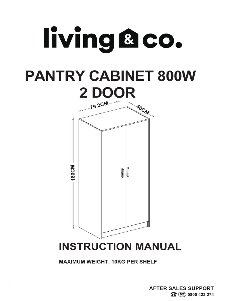 Pantry Cabinet 800W 2 Door: Instruction Manual | PDF
