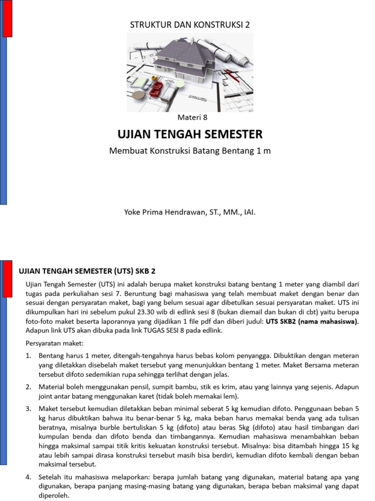 MATERI 8 SKB 2 UTS Membuat Konstruksi Batang Bentang 1 M | PDF