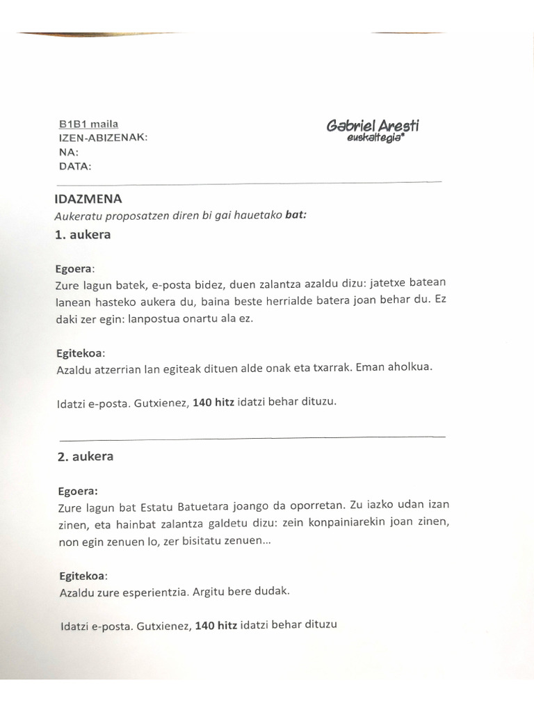 B1B1 Azterketa | PDF