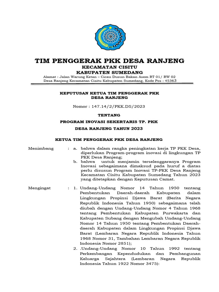 Inovasi Pokja 1 | PDF