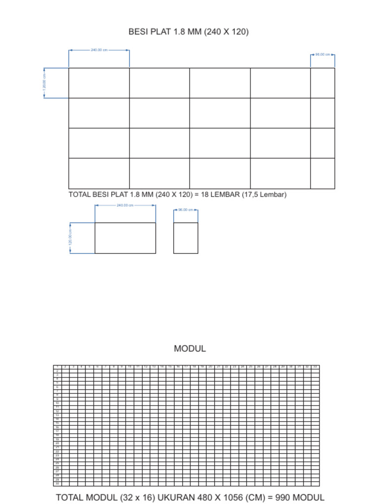 Revisi 8 - Modul & Besi Plat Videotron 240 X 120 | PDF