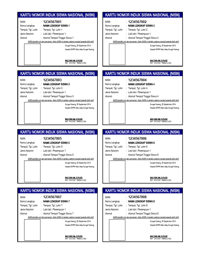 Master. Aplikasi Cetak Kartu NISN | PDF