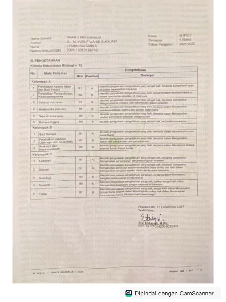 Rapot Semester 3 | PDF