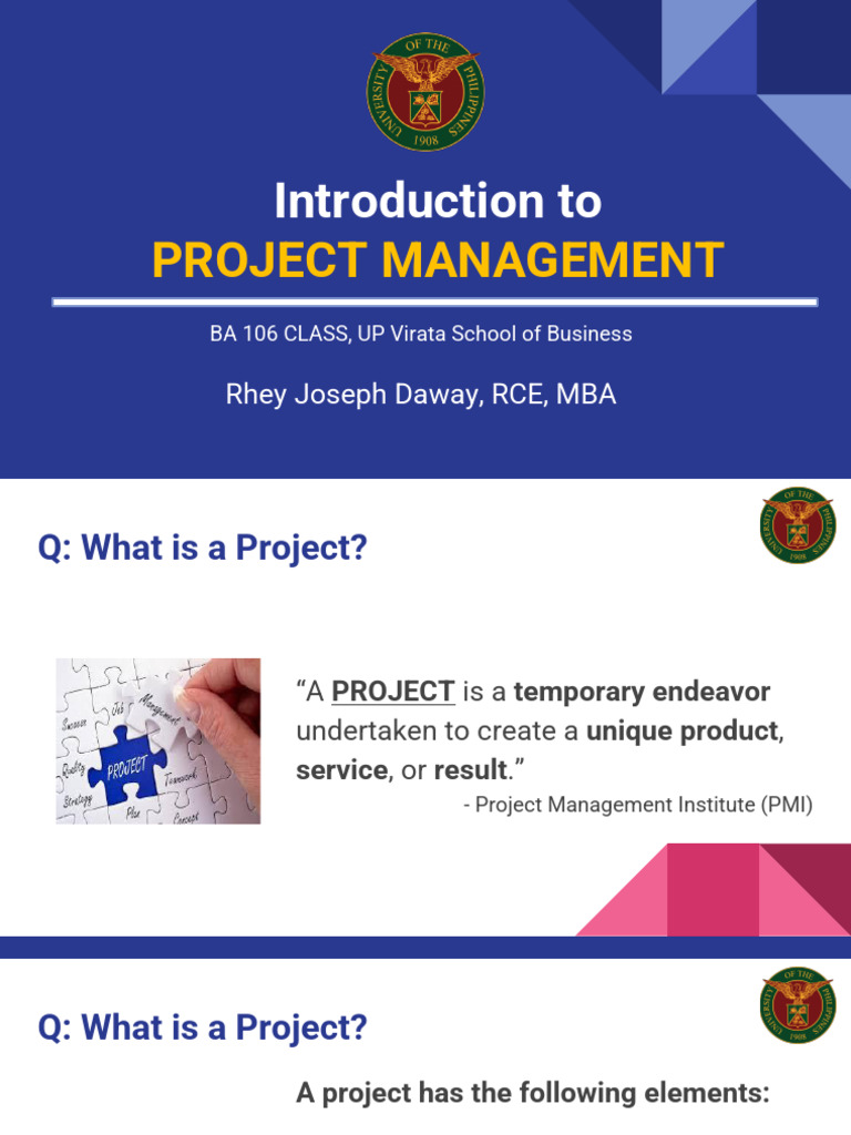 02 - BA 106 - RSD - Introduction To Project Management | PDF | Project Management | Leadership