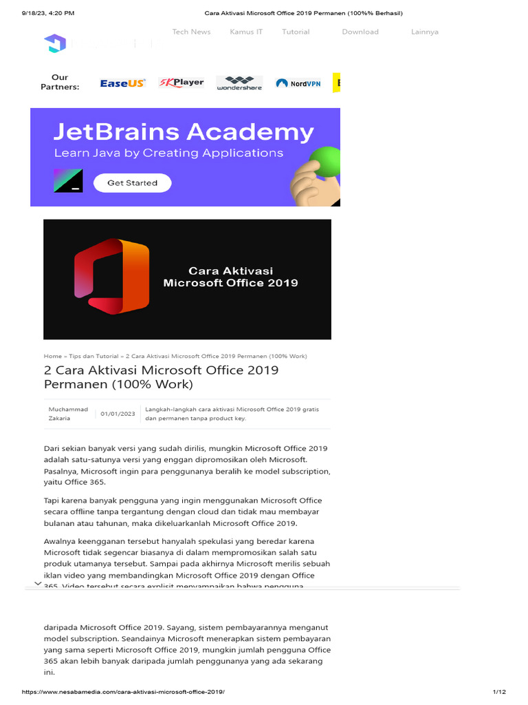 Cara Aktivasi Microsoft Office 2019 Permanen (100 Berhasil) | PDF