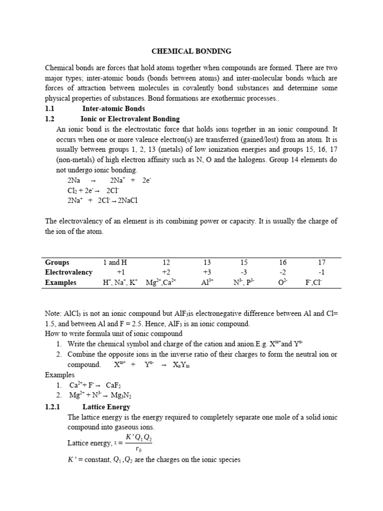 Understanding Chemical Bonding Basics | PDF | Ionic Bonding | Chemical Bond