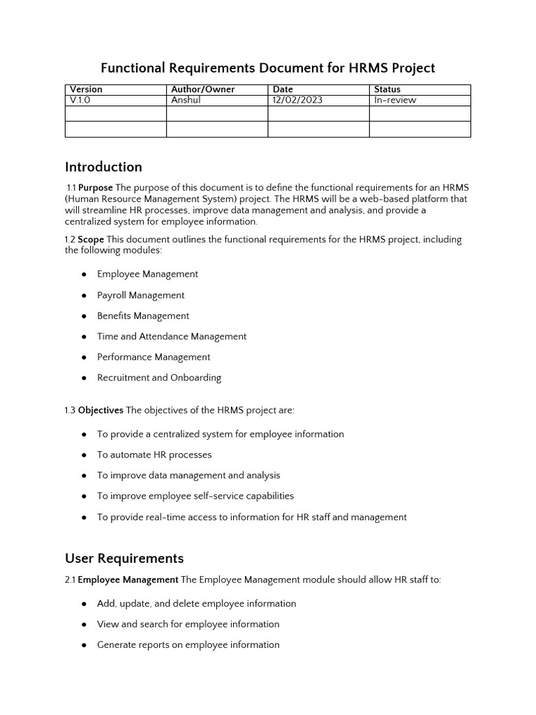 Anshul FRD HRMS | PDF | Information Science | Computing